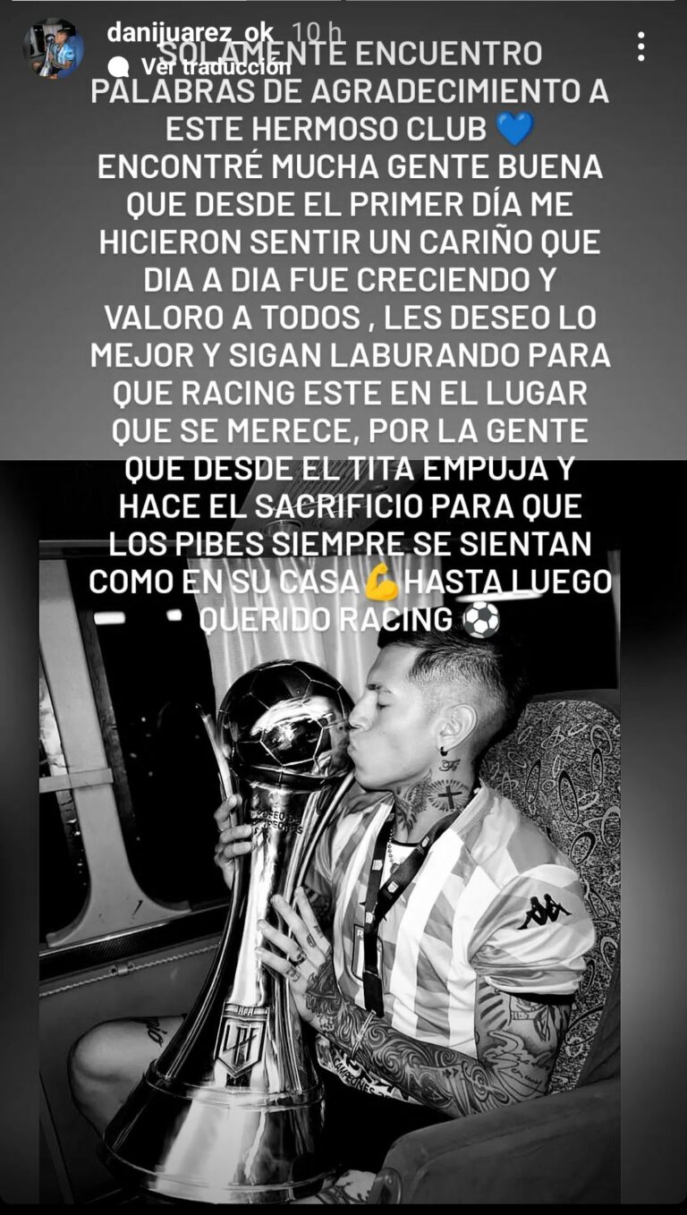 Daniel Juárez se fue de Racing, desde la Reserva - Racing de Alma